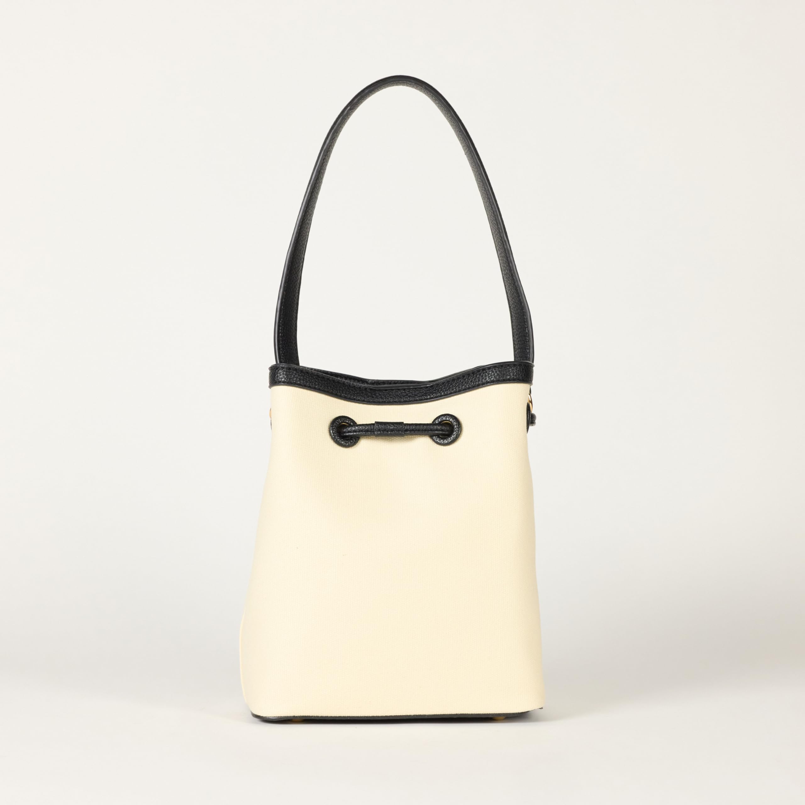 The Drop Women's Rochelle Bucket Bag, Linen/Black, One Size