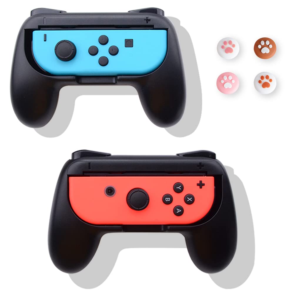 New Scale Grips for Nintendo Switch Joy-Con, Wear-resistant Handle Kit Gamepad for Nintendo Switch Joy Cons Controller with 4 Thumb Caps-2 Packs