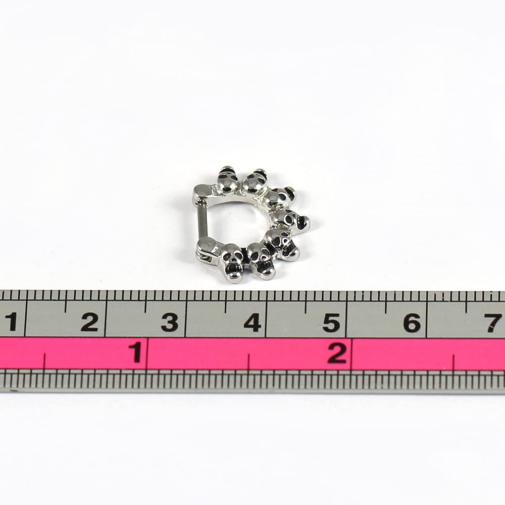 PiercingPoint Multiple Skulls Septum Ring- Surgical Steel Septum Clicker- Hinged Septum Ring- 16G Septum Ring