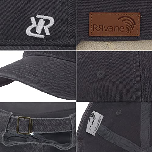 RRvane Vintage Washed Twill Cotton Dad Hat - Soft Unstructured Adjustable Baseball Cap (Charcoal)