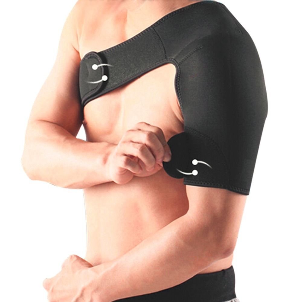 REHOC Shoulder Support Brace Back Strap Wrap Belt Band Pads Single Shoulder Adjustable Breathable Sports Care Left Shoulder Support Black