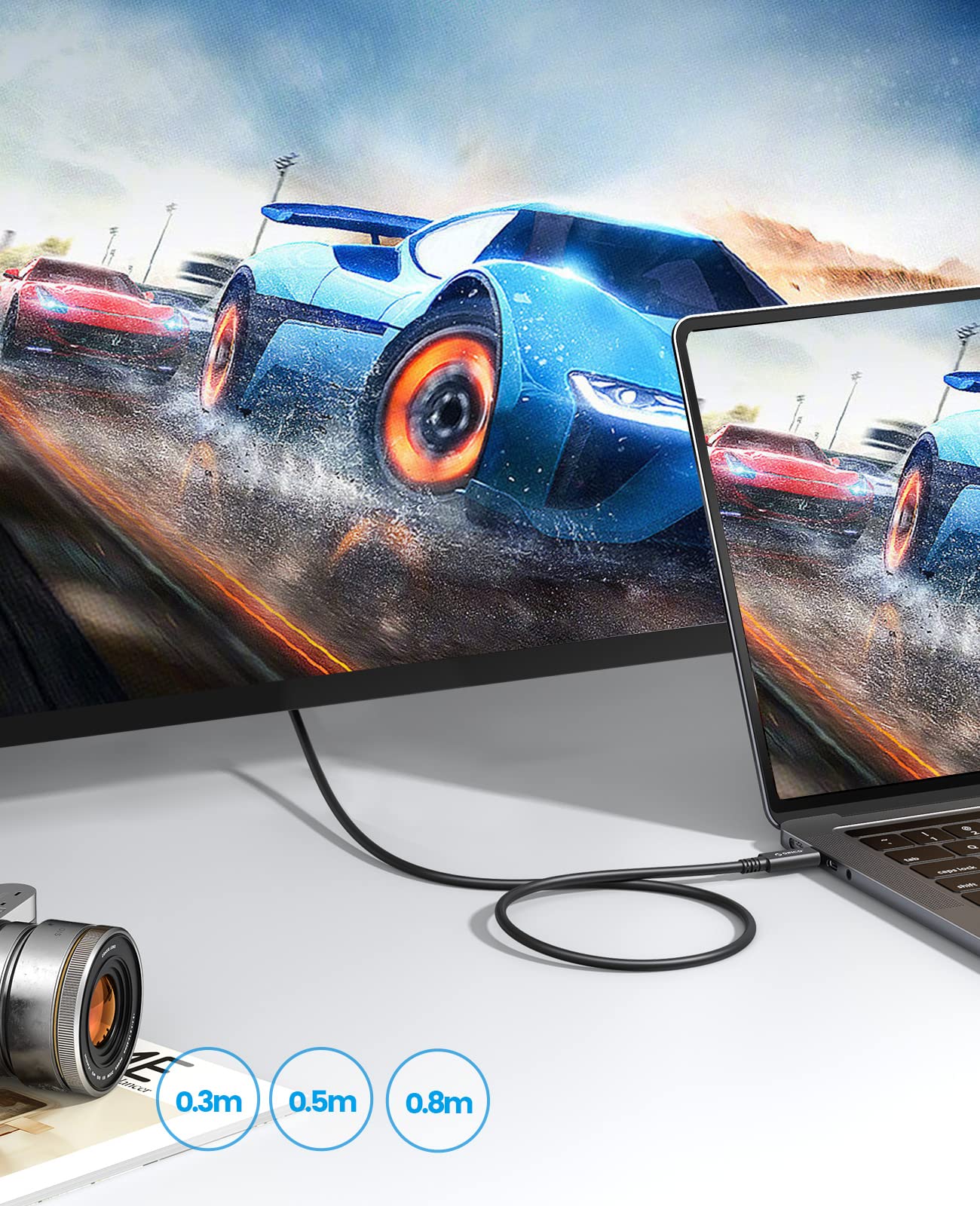 ORICO IF Certified USB4 Cable Compatible with Thunderbolt 3, 40Gbps USB C Cable 2.62Ft, 100W PD, 8K@60Hz（Dual 4K@ 60Hz for Thunderbolt Cable, MacBook, DELL XPS, Surface Pro,USB C-Device