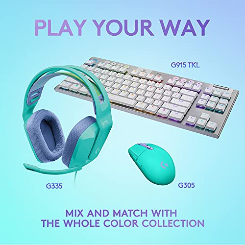 Logitech G335 Wired Gaming Headset, with Flip to Mute Microphone, 3.5mm Audio Jack, Memory Foam Earpads, Lightweight, Compatible with PC, PlayStation, Xbox, Nintendo Switch - Mint