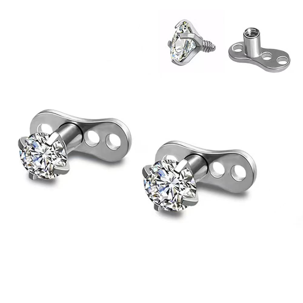Piercingpops 9Pcs 14g Stainless Steel Cubic Zirconia/Opal Dermal Anchor Tops and Base Microdermals for Body Piercing (B: 9PCS-Mixed Style)