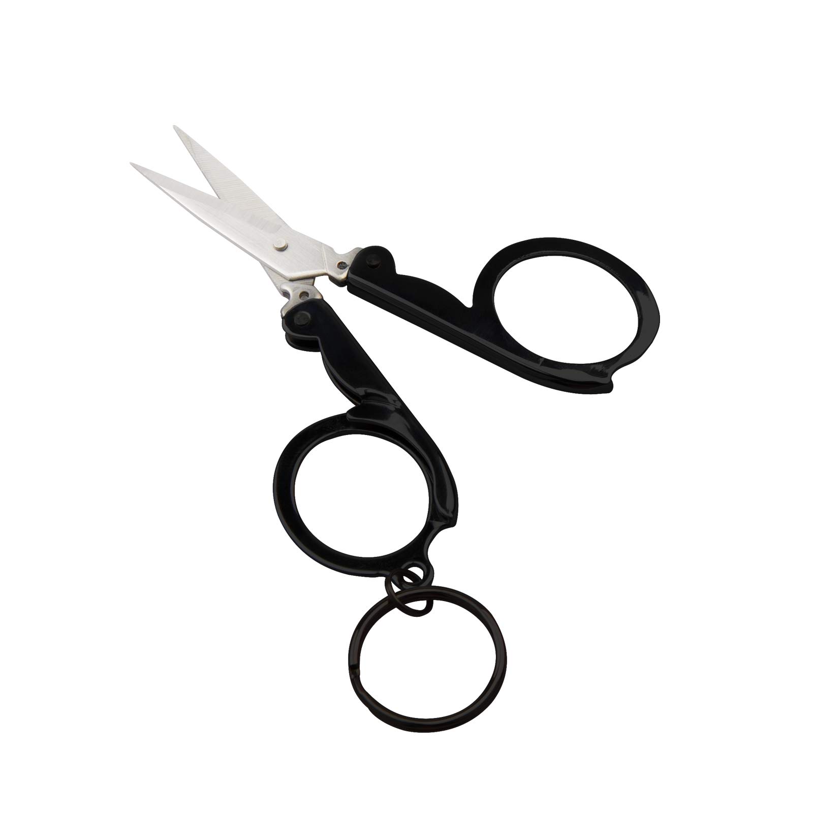Munkees Mini Folding Scissors Keychain - Stainless Steel Portable & Foldable Travel Cutter Pocket Key Ring - Small Key Chain, Scissor Tool for Crafting, Emergency, Survival, Camping & Outdoors