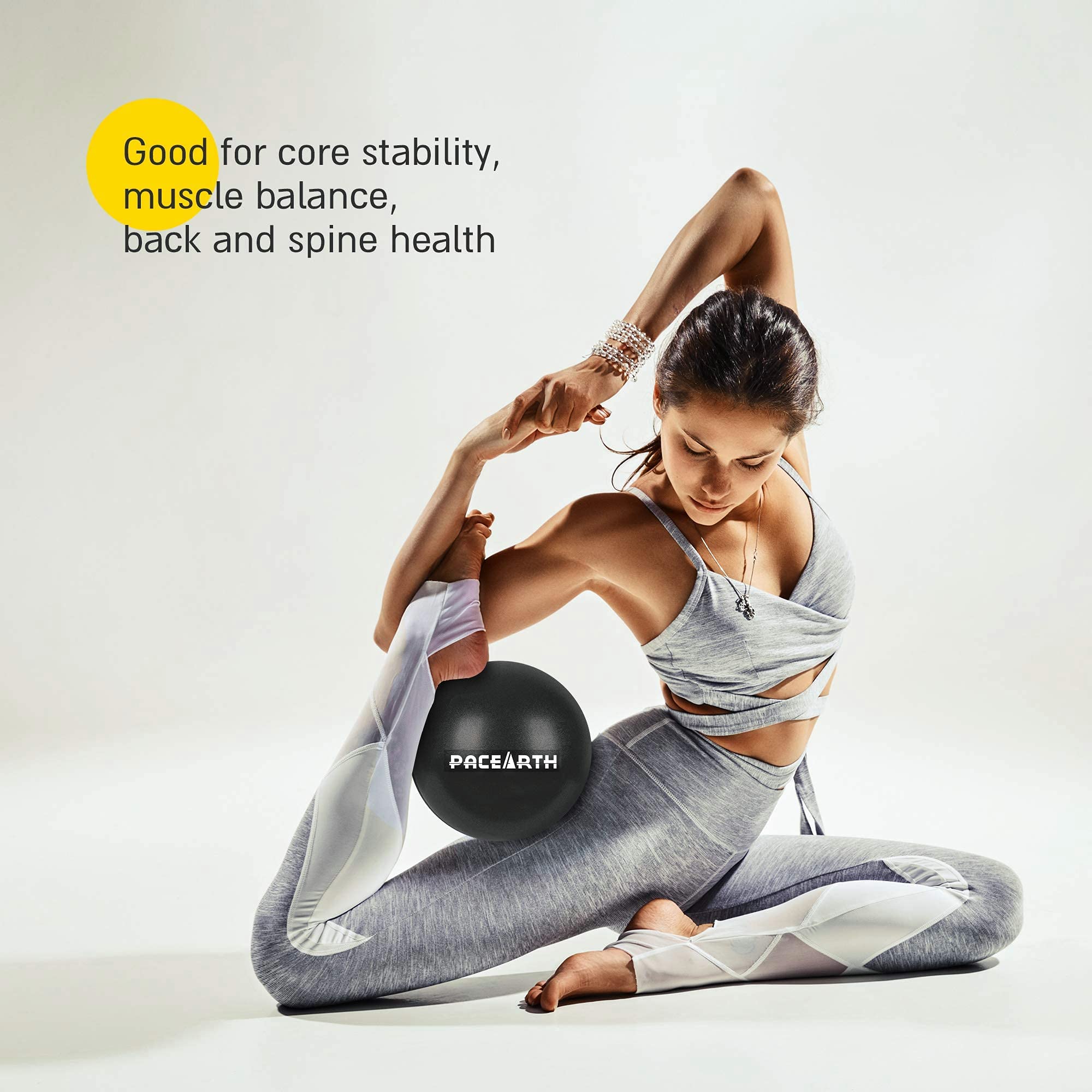 PACEARTH Small Exercise Ball, 9 inch Pilates Ball, Barre Ball with Air Pump Yoga Mini Bender Ball for Balance, Core Training, Physical Therapy at Home Workout, Gym, Studio -Black