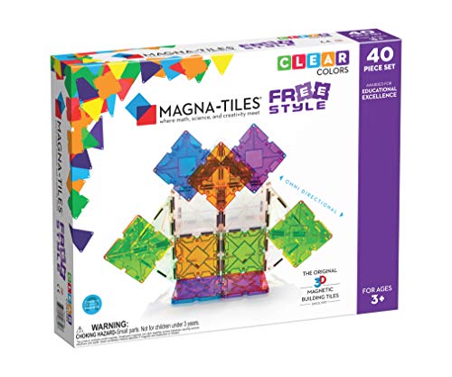 MAGNA-TILES Freestyle 40-Piece Magnetic Construction Set, The ORIGINAL Magnetic Building Brand