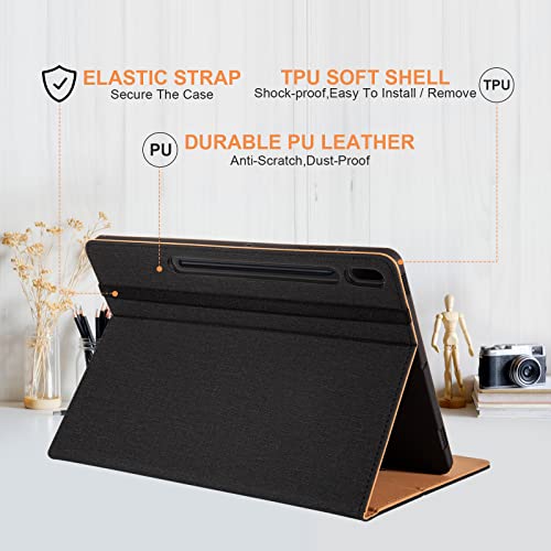 Vakarey for Samsung Galaxy Tab S7 Fe 5G Case with Pen Holder,Cover Case for Samsung Galaxy Tab S8 Plus 12.4 Inch Tablet,Black