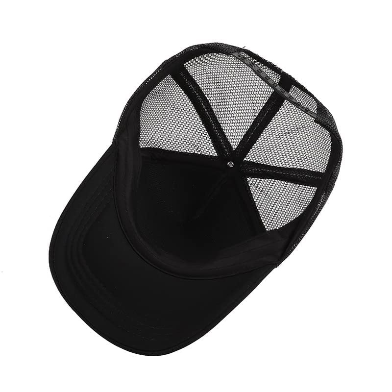 Smiley Face Hat Embroidered High Crown Foam Mesh Adjustable Snapback Trucker Cap for Men and Women (as1, Alpha, one_Size, Black2)