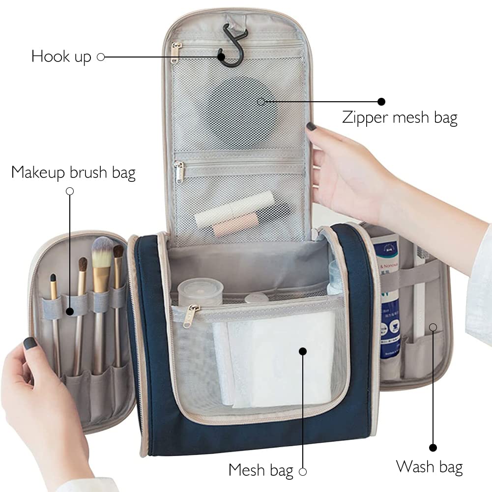 Veki Travel Makeup Bag Large Leather Cosmetic Bags for Women, Portable Make Up Train Case with Adjustable Divider, Toiletry Bag Organizer for Cosmetics Brushes (Brown)