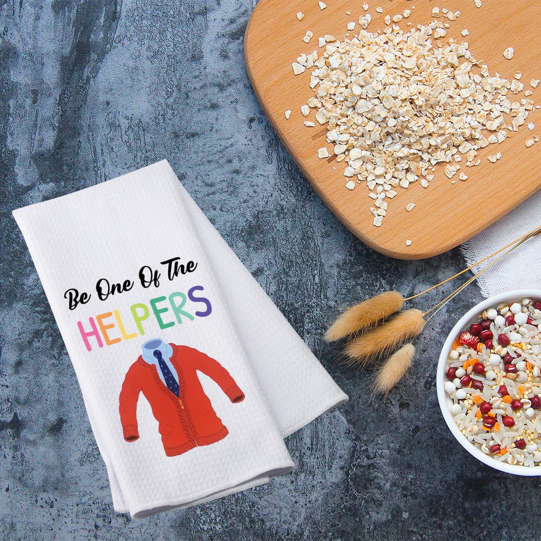 PWHAOO Inspirational Quote Tea Towel Be One of The Helpers Kitchen Towel Motivational Kindness Gift (One of The Helpers Towel)