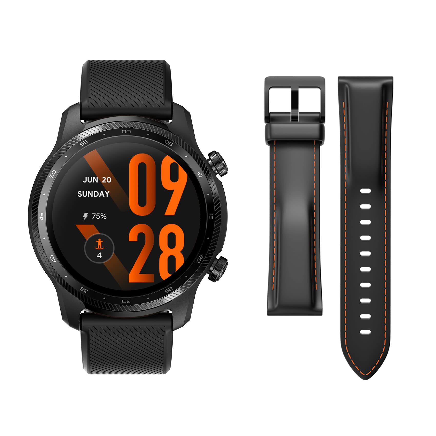 Ticwatch Pro 3 Ultra GPS Smartwatch Plus Black 22mm Silicone Watch Bands strap replacement band Wear OS Smart Watch for Men Blood Oxygen IHB AFib Detection NFC