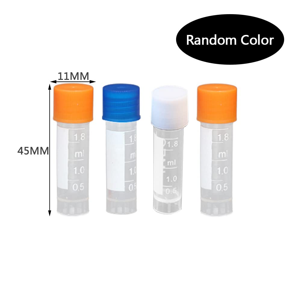 Ycnpeatt 20 Pcs 1.8 ml Graduated Plastic Clear Test Tubes Small Bottle Sample Container Plastic Sample Bottles for Scientific Experiments