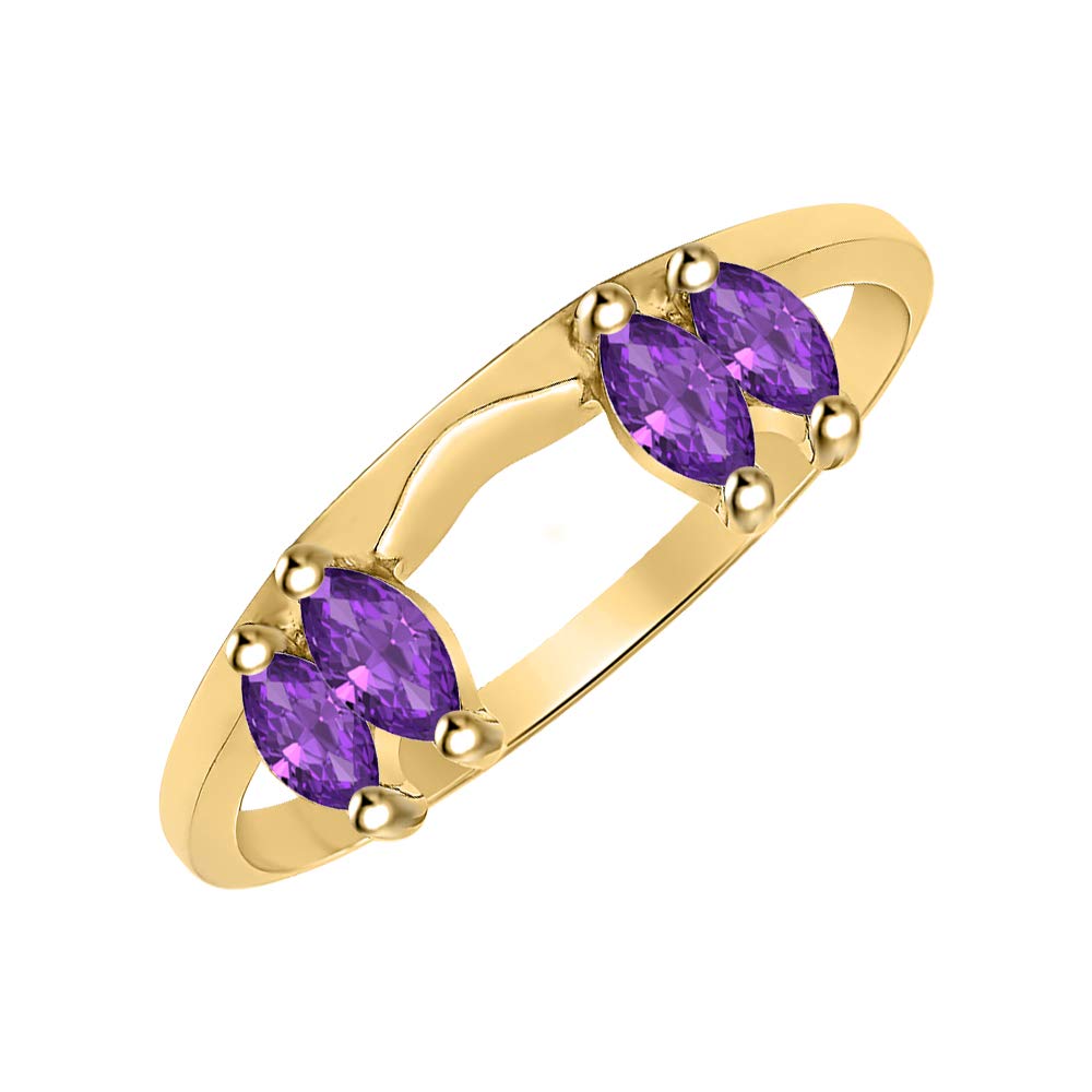 RUDRAFASHION Marquise Amethyst Yellow Gold Over .925 Sterling Silver Spectacular Enhancer Guard Ring For Women's (8.5)
