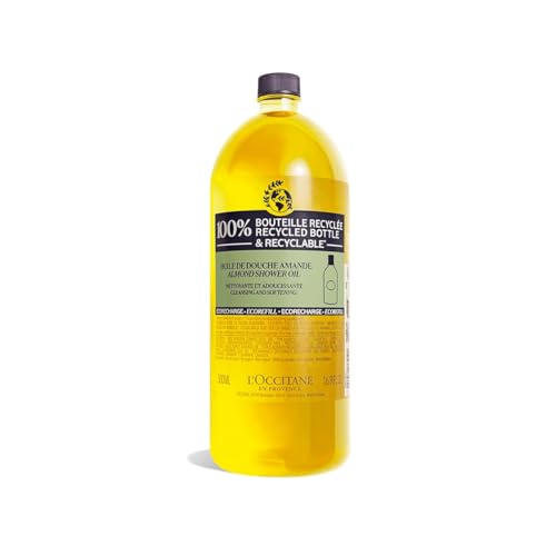 L'OCCITANE Cleansing & Softening Almond Shower Oil: Oil-to-Milky Lather, Softer Skin, Smooth Skin, Cleanse Without Drying, With Almond Oil, 16.9 Fl. Oz Refill