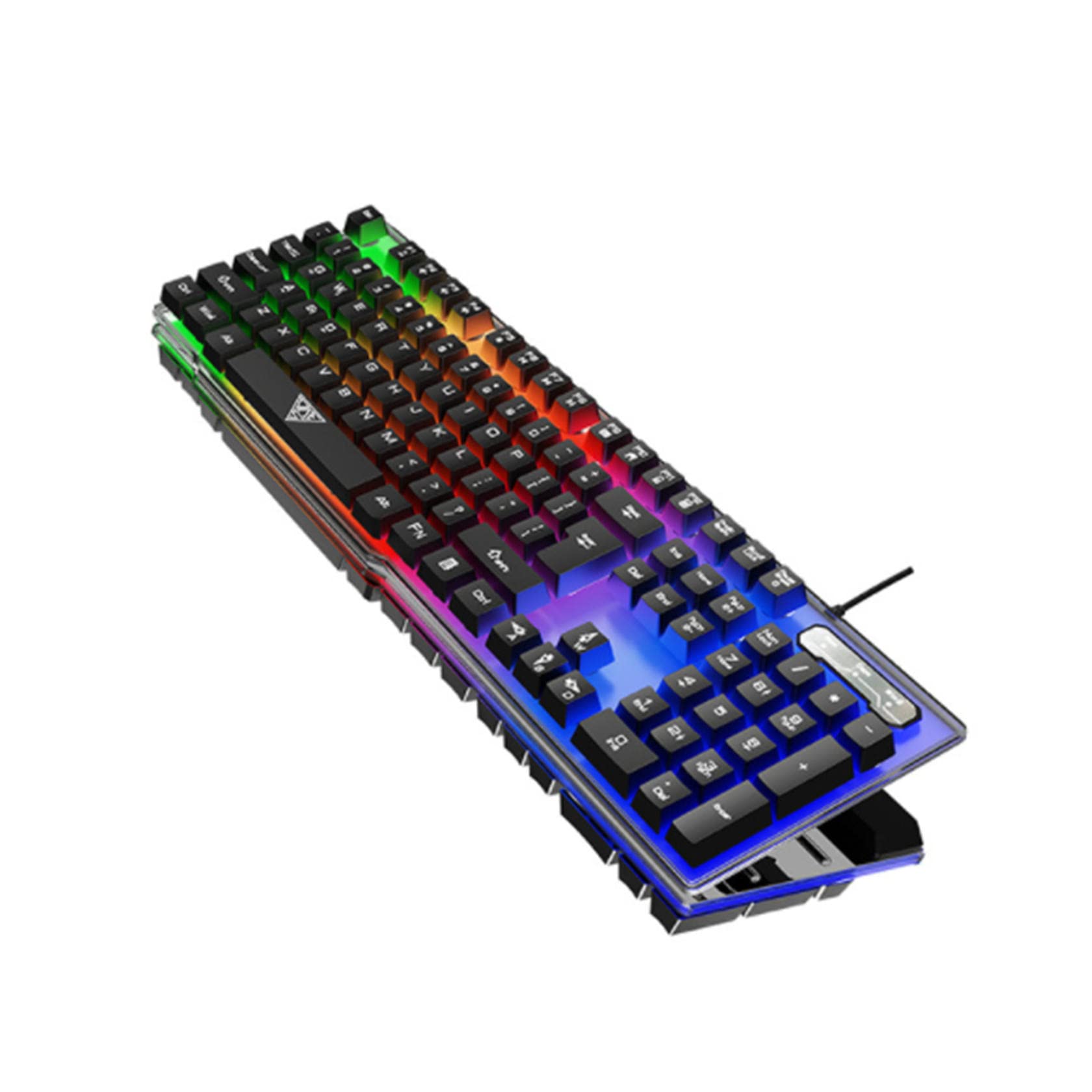 Prattbay Keyboard and Mouse Combo 104 Keys Blue Switches Wired USB Keyboards , Programmable Gaming Mouse for PC Gamer Computer Desktop