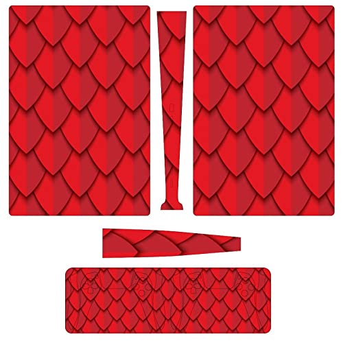 Red Scales Full Protective Skin Cover Design Wrap Decal Sticker Compatible with PS5 Digital Edition Console and Controller