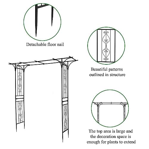 Metal Garden Arch 7 FT Garden Arbor for Climbing Plant Outdoor Wedding Black