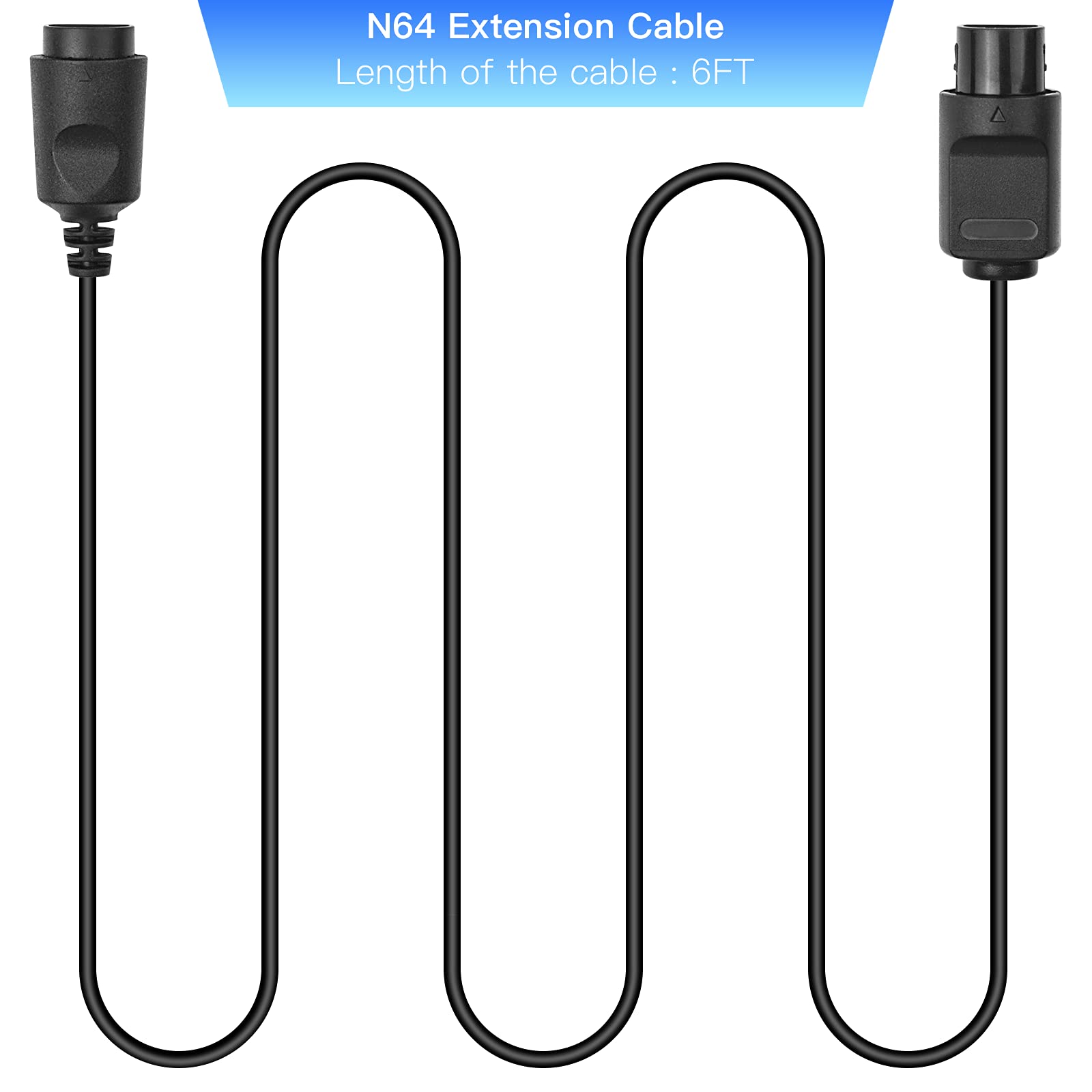 NOVEMS N64 Controller Extension Cable, N64 Extension Cord Compatible with Nintendo 64 N64 Controller Gamepad - 6Ft / 4Pack