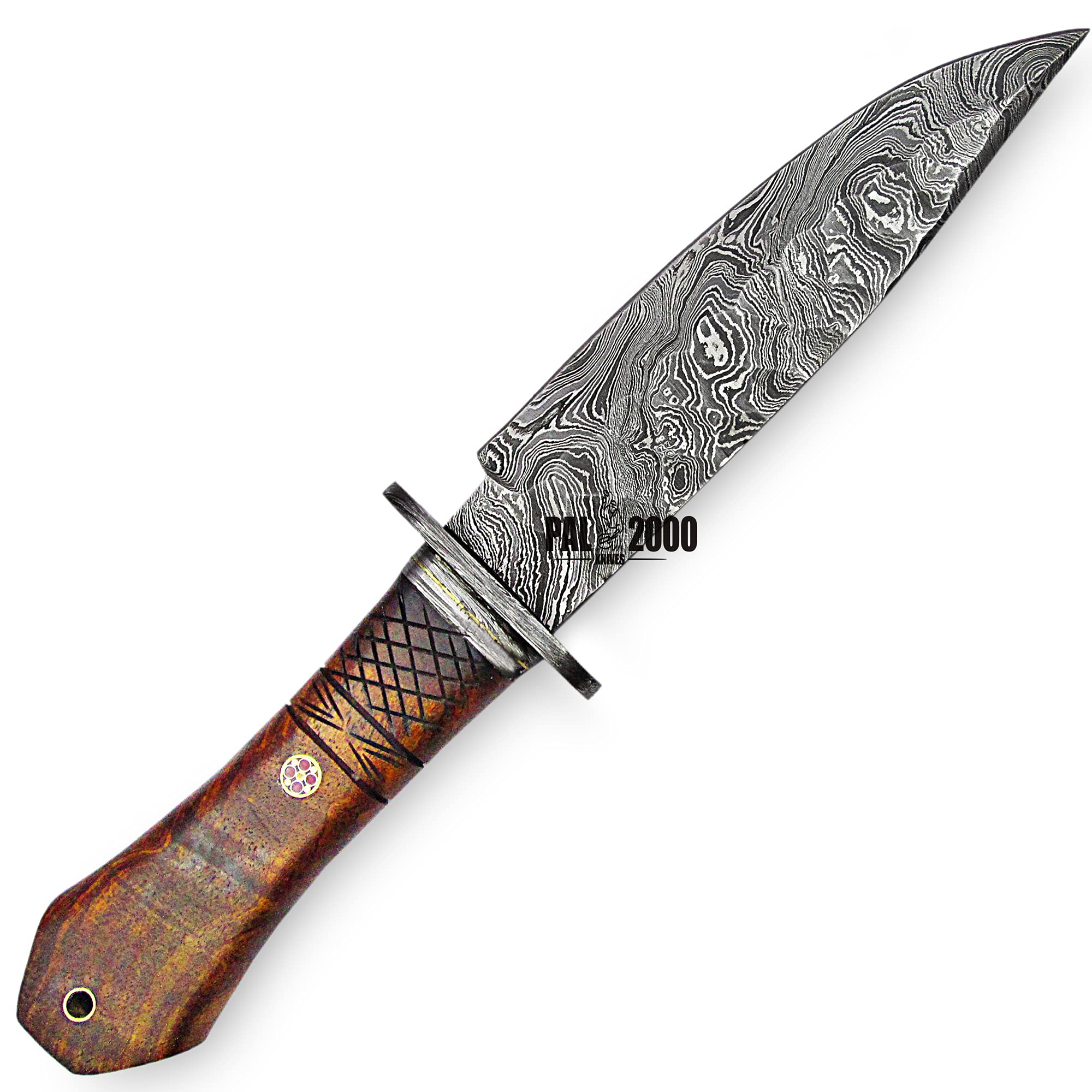 PAL 2000 HUNTING KNIVES Ssrg 9913 Handmade Damascus Steel Custom Knife Solid Rose Wood Handle