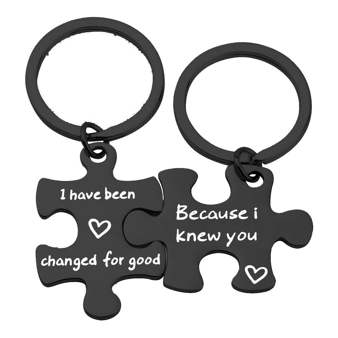 MAOFAED Best Friend Puzzle Keychains Because I Knew You I've Changed for Good Graduation Friendship Keychain (Changed gor Good Black)