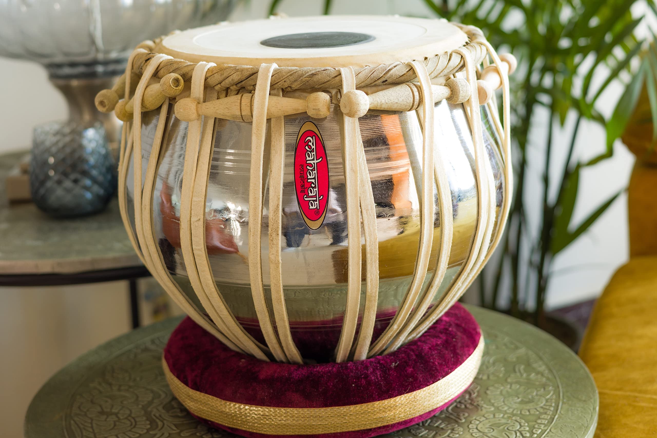 MAHARAJA Basic Tabla Set, Student Tabla Set, Steel Bayan, Dayan, Hammer, Cushions & Cover - Perfect Tablas for Students and Beginners on Budget, Tabla Drums, Indian Hand Drums (PDI-IB)