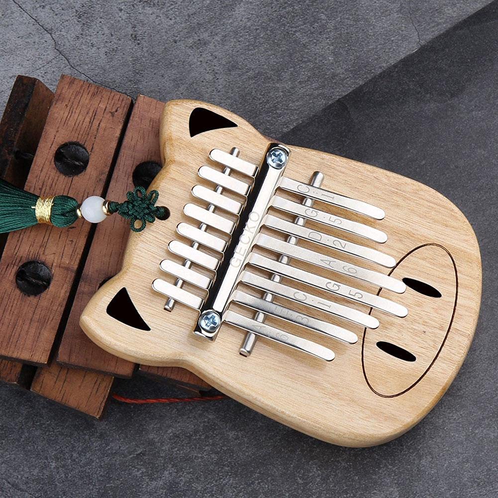 SDGH 8 Key Thumb Piano Full Veneer Camphor Wooden Keyboard Percussion Instrument Music Gift for Beginner