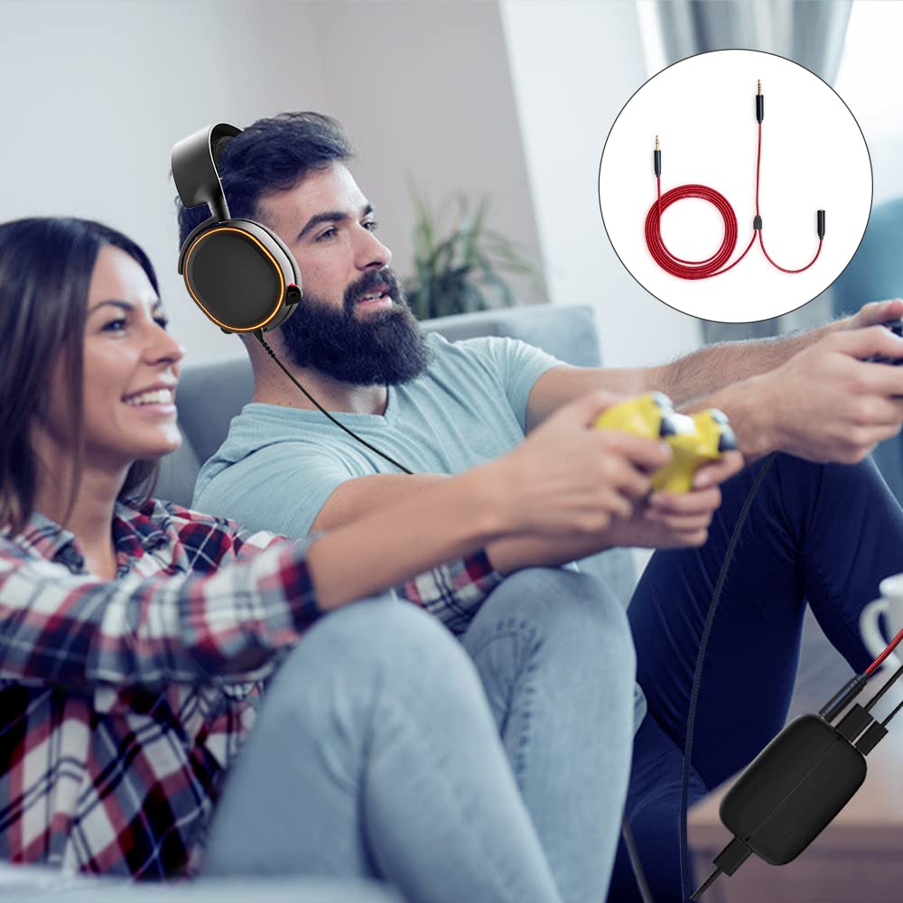 QJYTH Chat Link Cable Compatible with Elgato HD60,HD60S,HD60Pro, Party Chat Link Audio Adapter Cable Fit for PS4, PS5, Xbox One Chat Wire 2.0 M (Red)