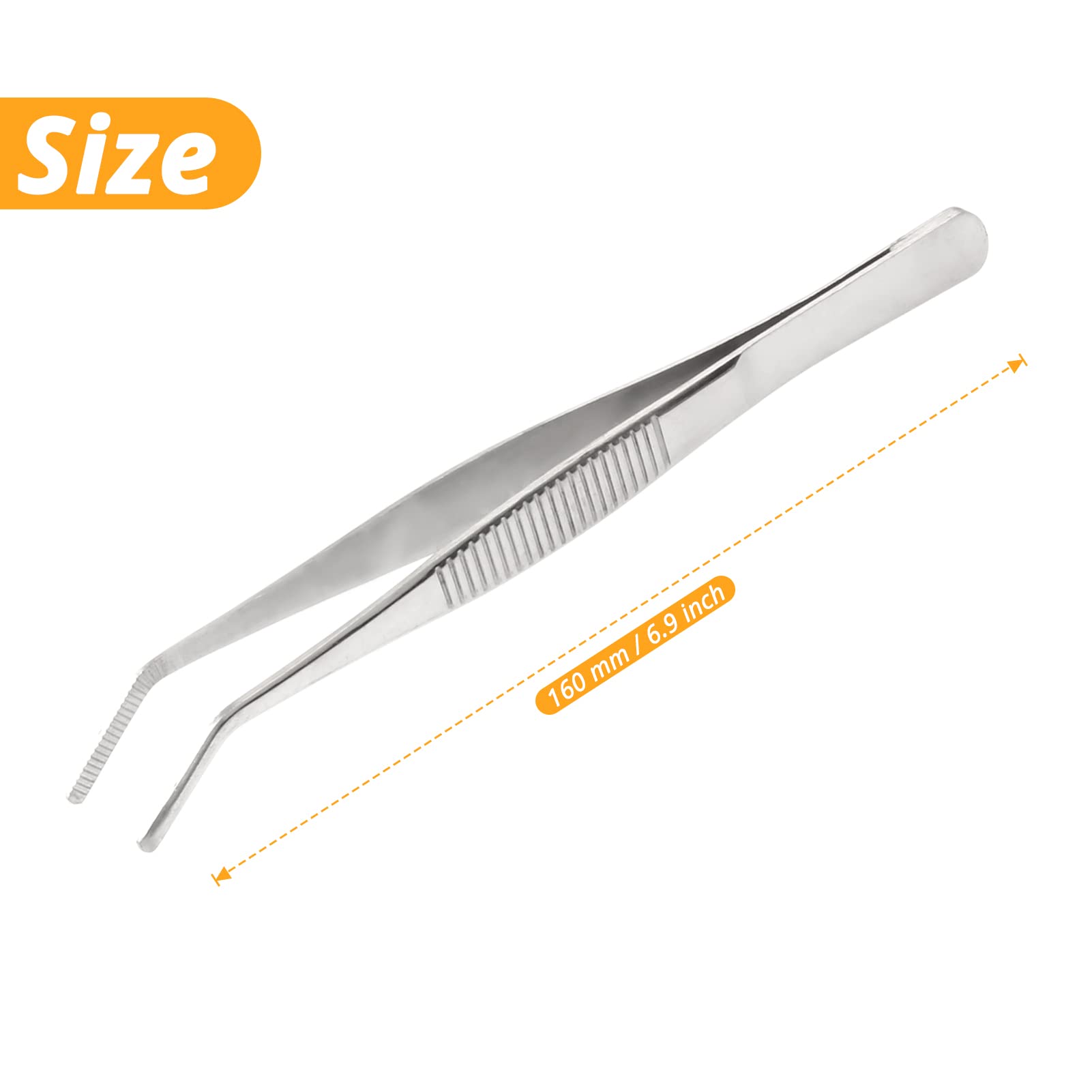 YEEPSYS Stainless Steel Tweezers, Multipurpose Tweezers with Curved Serrated Tip, Precision Forceps for Craft Repairing, garden DIY crafting
