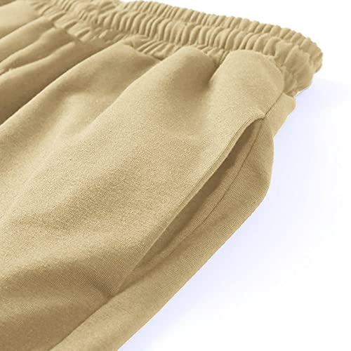KSODFNXH Sweatpants Women Casual High Waist Plus Size Wide Leg Bound Pants with Pockets Trendy Solid Color Drawstring Pants