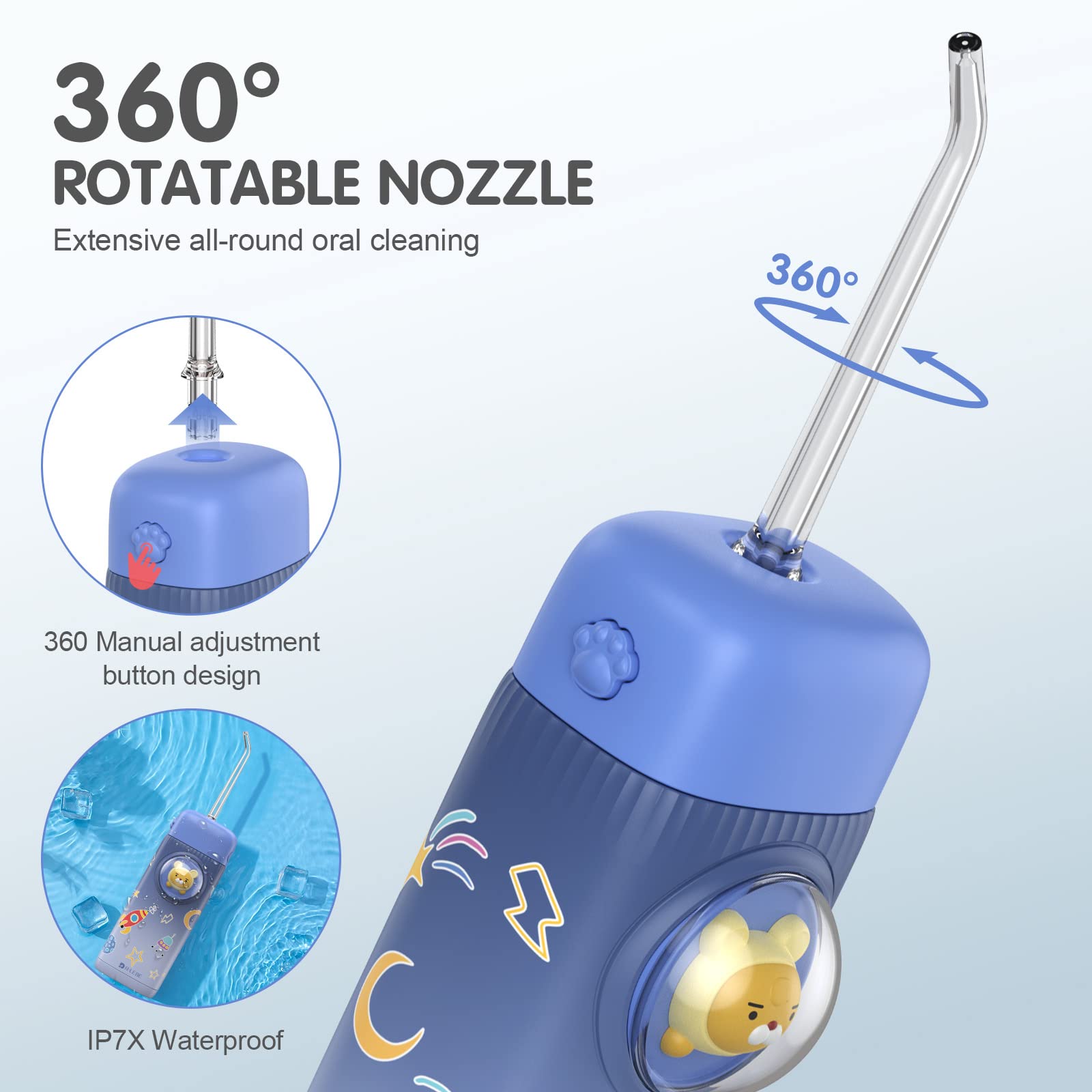 Water Flosser for Kids, Portable Water Flosser Cordless for Teeth Cleaning & Gums Braces Care - Blue