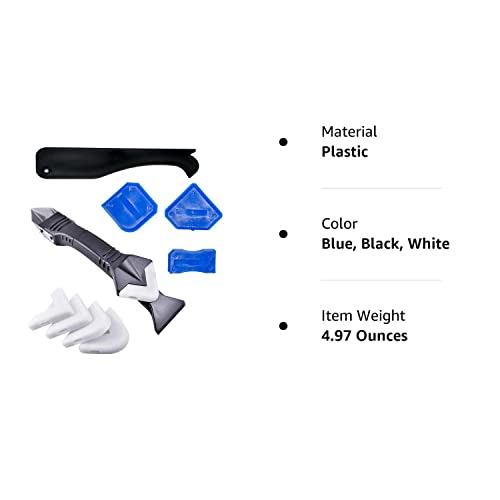 YOBZUO 3 in 1 Silicone Caulking Tools(stainless steelhead), Sealant Finishing Tool Grout Scraper, Reuse and Replace 5 Silicone Pads, Great Tools for Kitchen Bathroom Window, Sink Joint