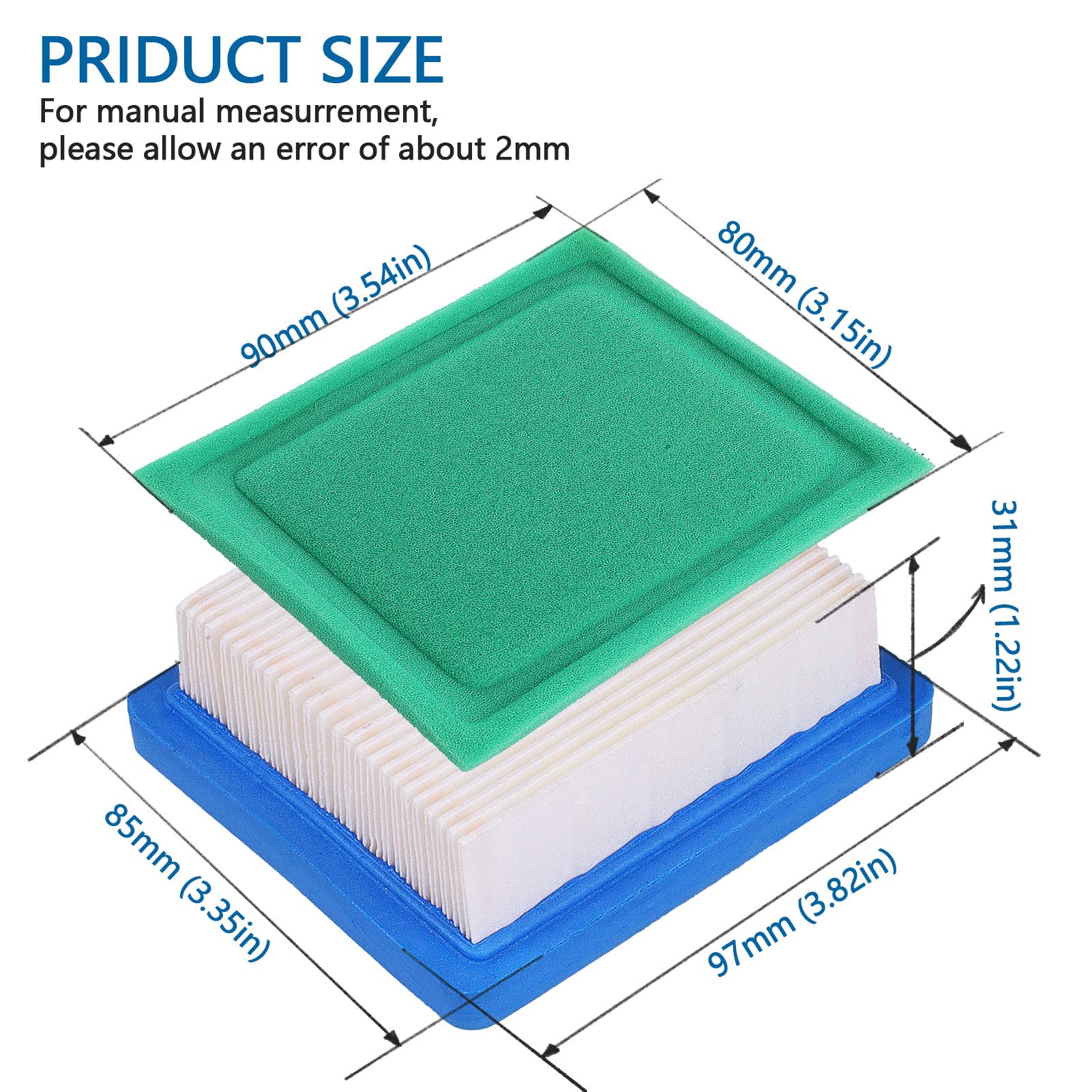 Yerbay 36046 740061pre filter and Air Filter for Tecumseh OH95 OHH45 OHH50 VLV50 VLV55 VLV60 VLV66 VLV126