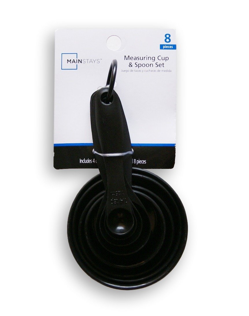 Mainstays Measuring Cup and Spoon Set - Black - 8 Pc