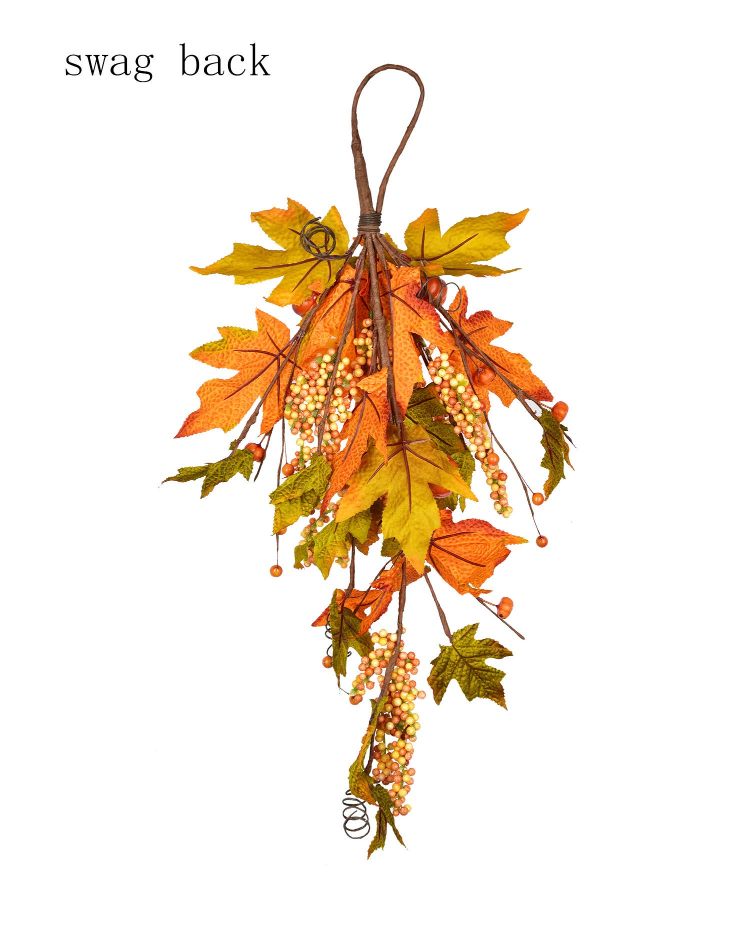 LSKYTOP 19" Artificial Sunflowers Pumpkins Maple Leaves Berries Fall Harvest Swag Autumn Swag for Thanksgiving Christmas Halloween Wall Fall Decor
