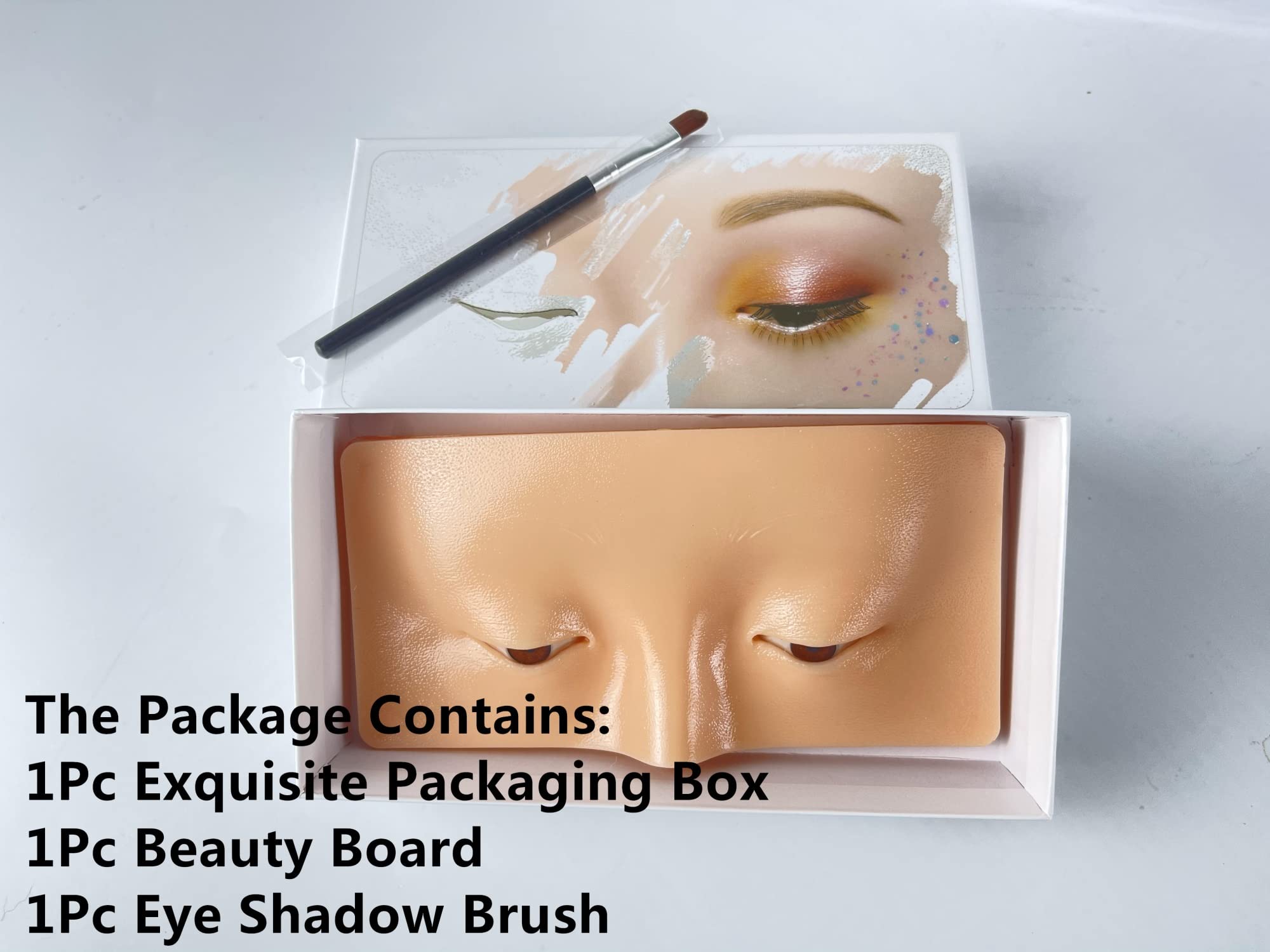 The Perfect Aid to Practicing Makeup, Face Eyes Makeup Mannequin Silicone False Cosmetologist,for Makeup Practice Training With 1PC Eyeshadow Brush (Color : Brown, Size : 1PC)