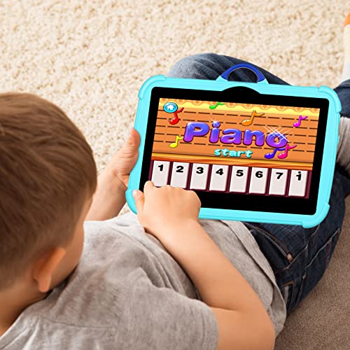 mewmewcat Tablet, Q8 7 inch Kids Tablet IPS Screen 1024 * 600 Resolution 1GB+8GB Memory Android 6.0 Support WiFi/BT Connection Blue US Plug