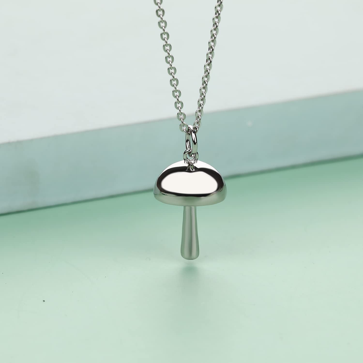 LQXY 925 Sterling Silver Mushroom Necklace for Women