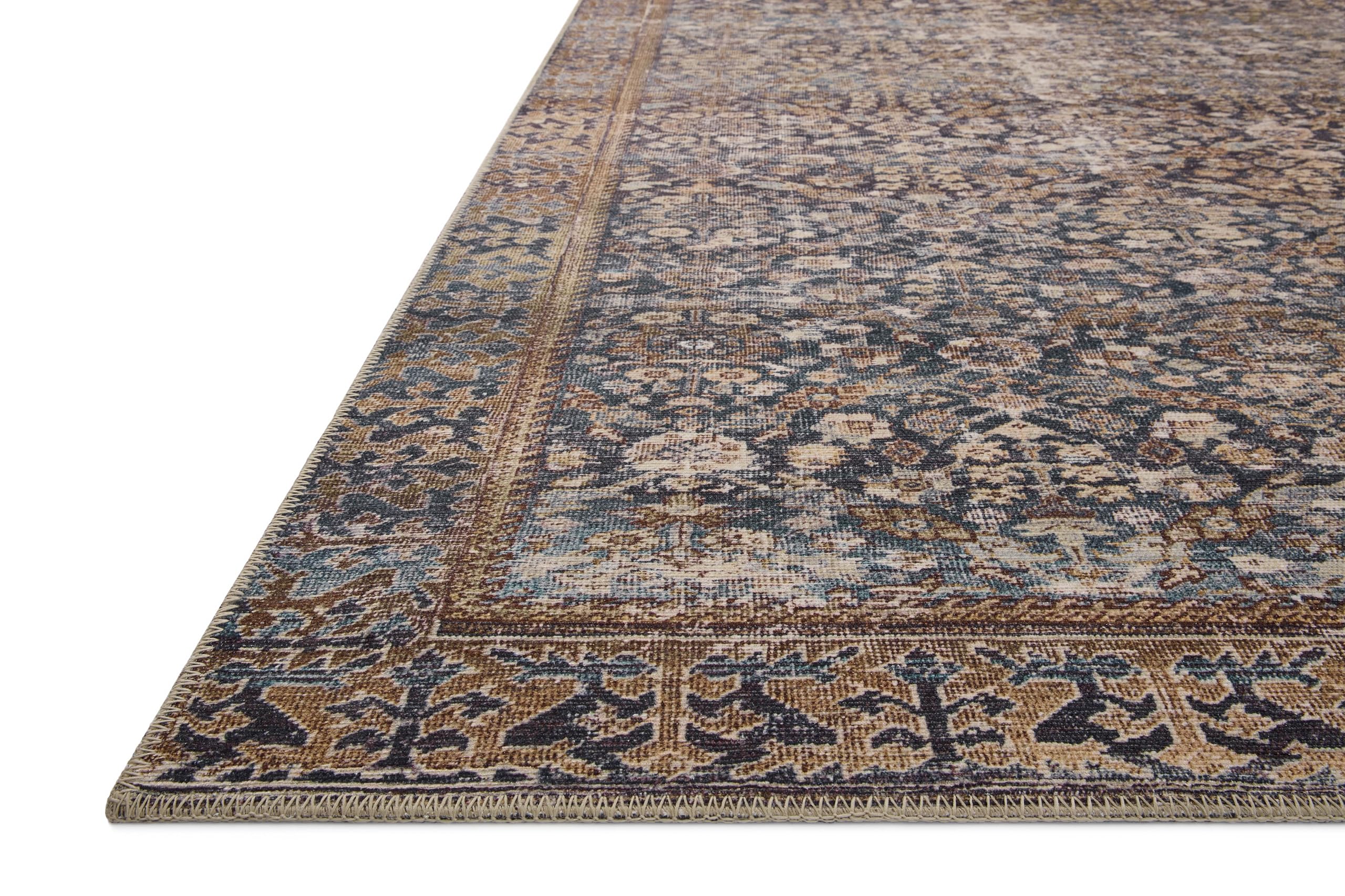 Loloi Amber Lewis x Loloi Georgie Collection GER-05 Denim / Spice, 2'-0" x 5'-0", 0.19" Thick Accent Rug