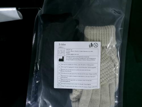 Sibba 2 Pairs Women's Winter Touchscreen Gloves, Warm Wool Lined Gloves, Thermal Knitted Stretchy Cuff Mittens (Black&Beige)