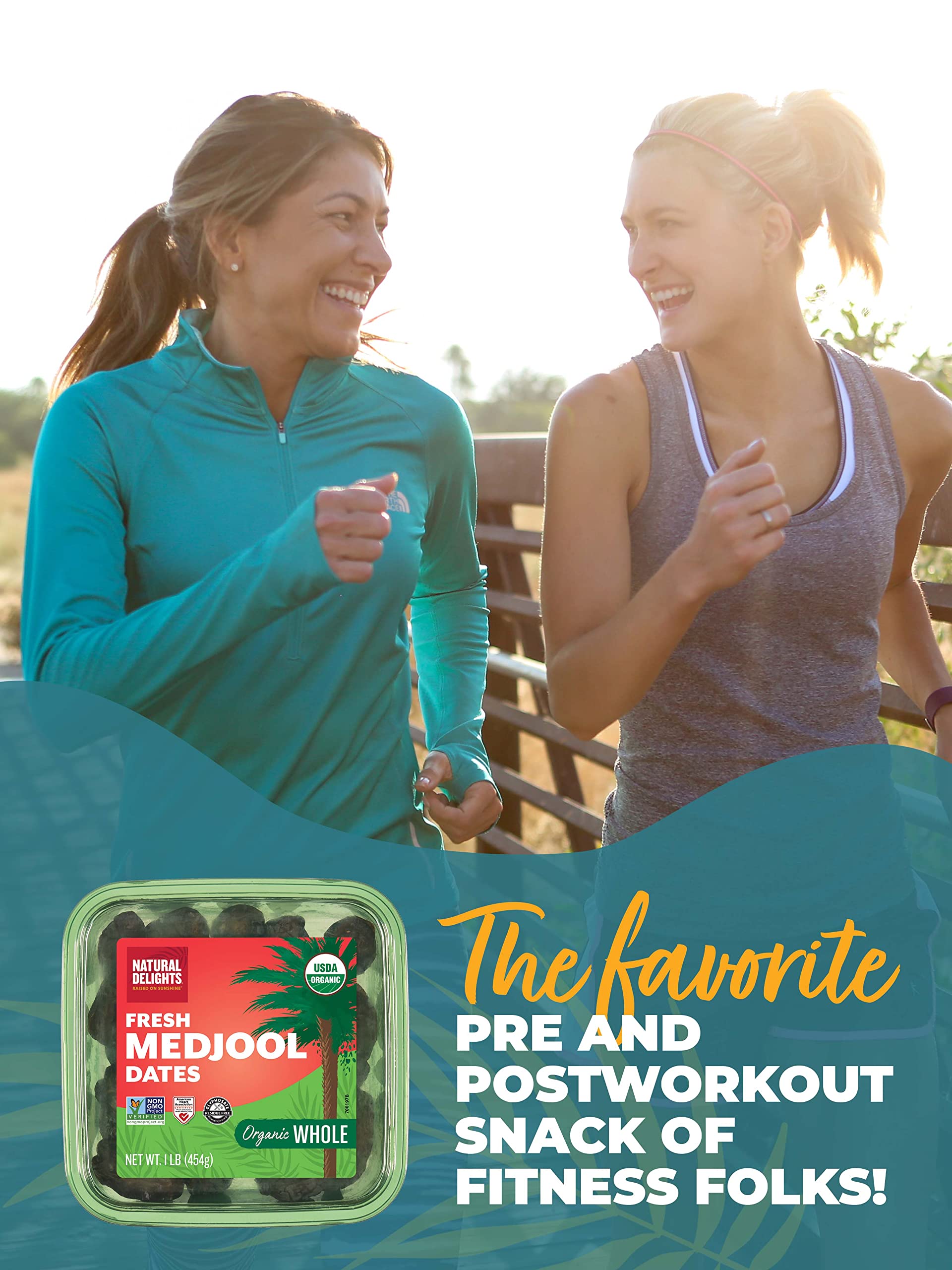 Natural Delights Organic Medjool Dates β Large & Plump USDA Certified , Non-GMO Verified, Good Source of Fiber, Naturally Sweet Fruit Snack, Perfect for On-the-Go - Whole Medjool Dates Organic, 1 lb oz Container