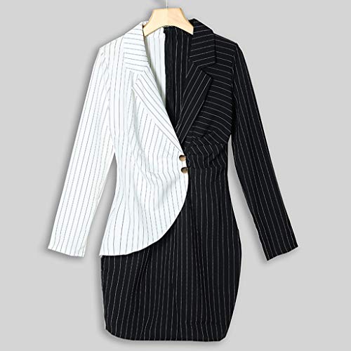 Pinkpaopao Color Blocking Striped Wrap Dress for Women Lapel Collar Button Ruched Mini Dress V Neck Slim Work Dress