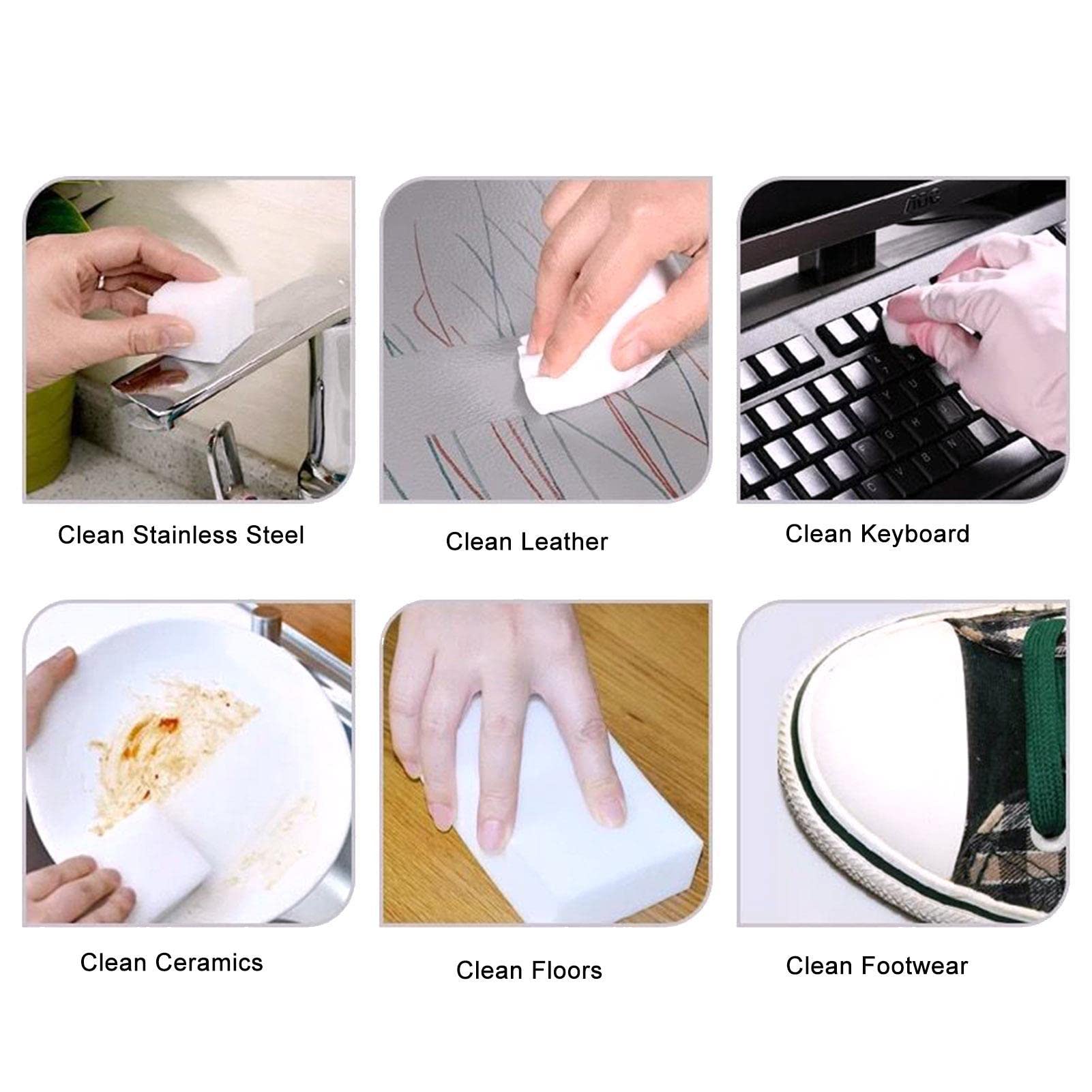 Magic Sponge Eraser, Extra Thick And Long Lasting White Melamine Cleaning Sponges, Double Sided Cleaning Sponge For Furniture Sink Floor And Wall Cleaning
