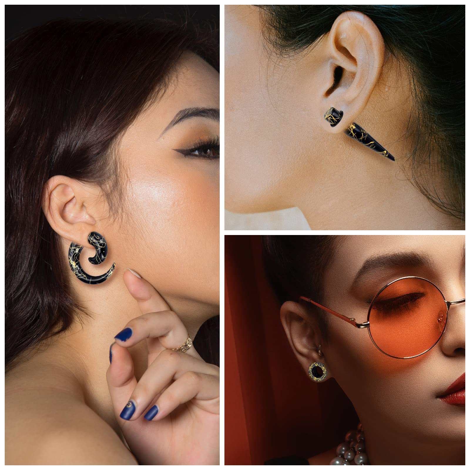 Qmcandy Acrylic Ear Stretching Kit Tapers Tunnels Spiral Expander Set 6pcs Ear Piercing Starter Gauges 00g