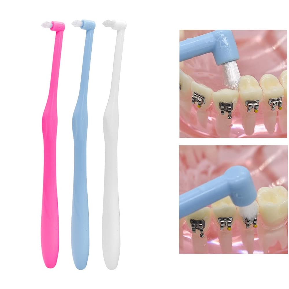 ZHUOEEDAAY 6 Pcs Tuft Toothbrushes Tufted Brush Slim Teeth Brush for Teeth Detail Cleaning and Braces Clean Soft and Compact Trim Tooth Toothbrush Rose Red Blue White