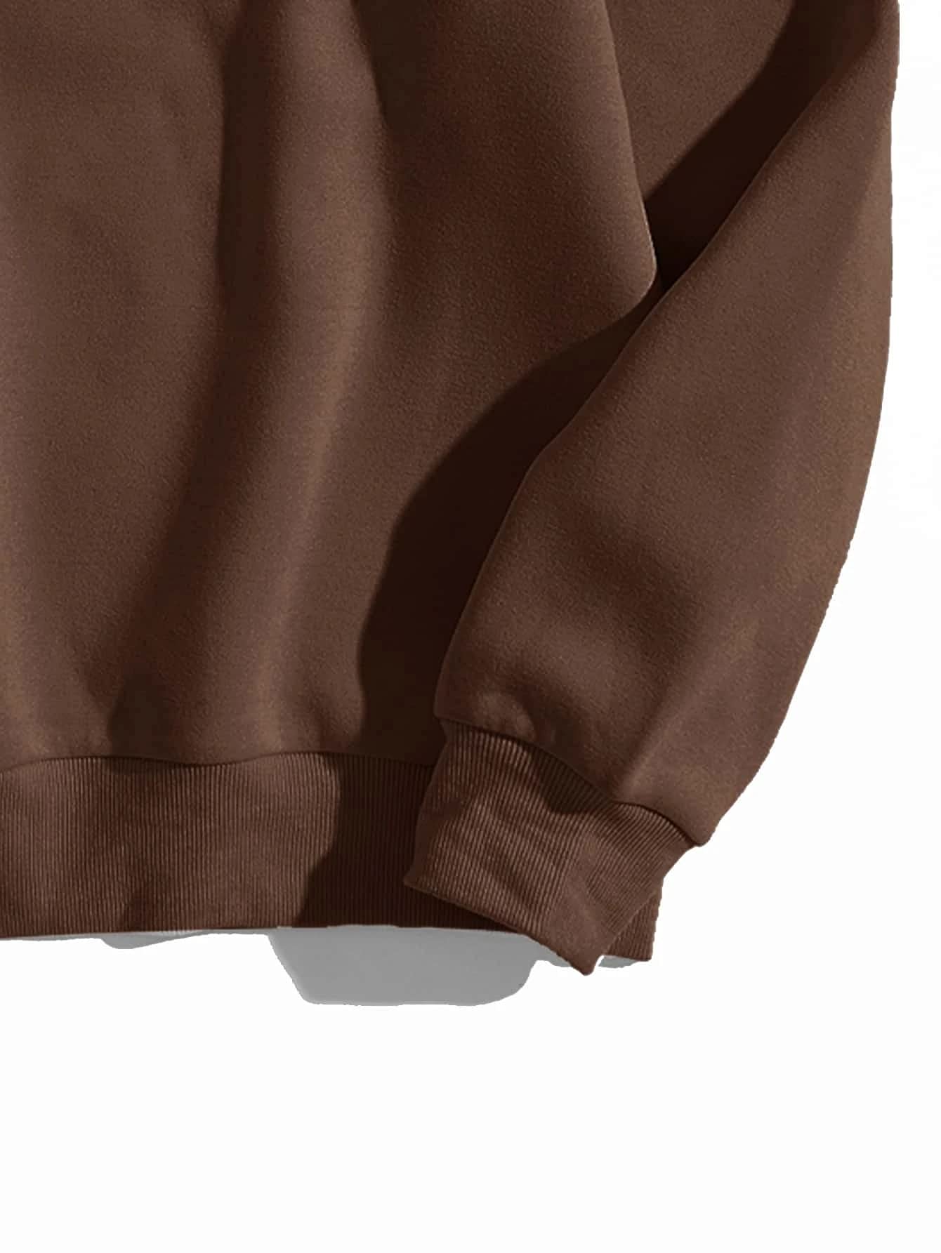 SAFRISIOR Women Mushroom Graphic Print Thermal Sweatshirt Oversized Crew Neck Long Sleeve Drop Shoulder Pullover Brown