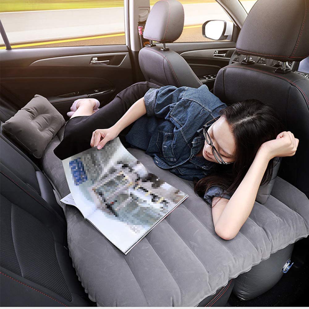 Luanoy Car Air Inflatable Bed Mattress, Portable PVC Flocking Car Travel Backseat for Vacation Camping with Two Pillows - Compatible with SUV MVP