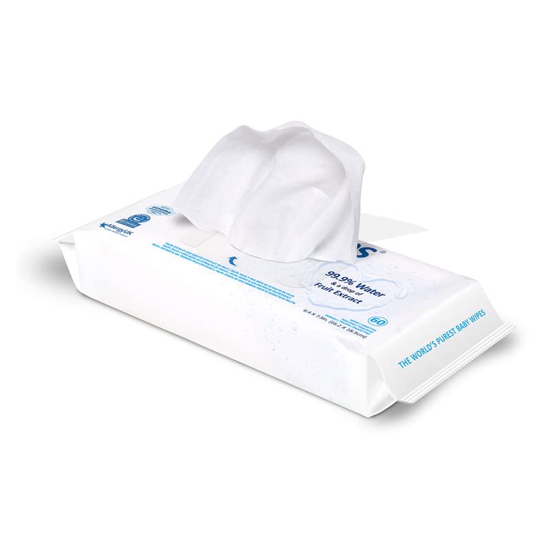 WaterWipes Original Baby Wipes, 99.9% Water Based Wipes, Unscented & Hypoallergenic for Sensitive Skin, Diaper Wipe, 480 count (8 packs)