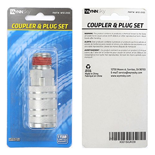 WYNNsky Industrial Air Coupler, 1/2 Inch Body Size, 1/2 Inch NPT Male Threads Size, Steel Air Accessories Hose Accessories Fittings