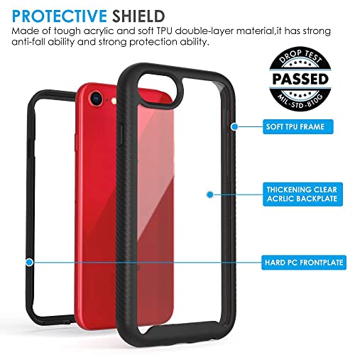 LUCKYCAT iPhone SE 2022 Case,iPhone SE 2020 Case, iPhone 8 Case, iPhone 7 Case, Shockproof Clear Multicolor Series Bumper Cover for 4.7 Inch iPhone 6/6s/7/8/SE - Black